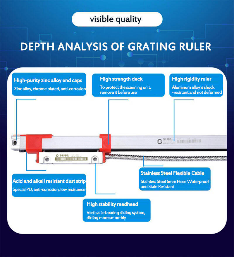 KA300 SINO Linear Scale for Lathe Mill CNC Machines Big Slim Scale For 2 3 Axis DRO 5V TTL 220 ...