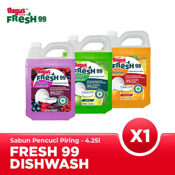 Bagus Fresh 99 Premium Anti Bacterial Dish Washing Liquid Jeriken 4,25L ...