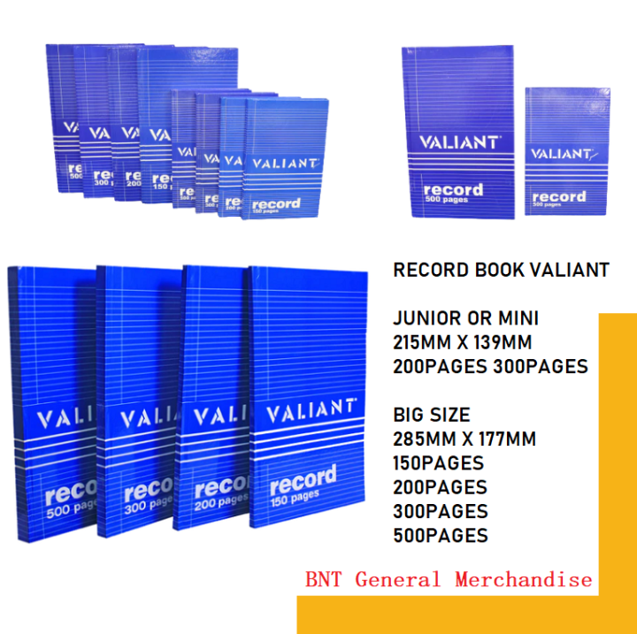 Valiant Record Book Junior And Big 150-200-300-500 1PIECE | Lazada PH