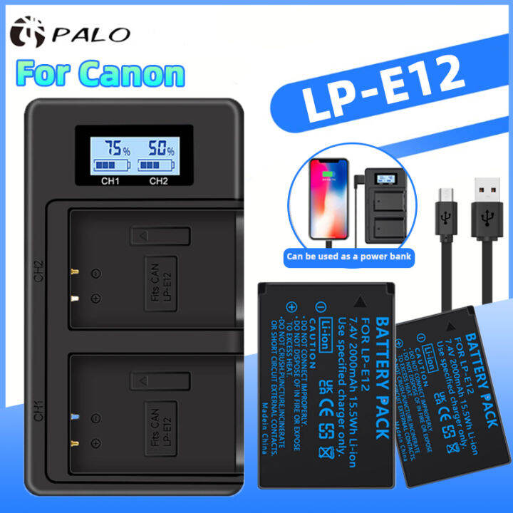LP-E12 Li-ion Battery LCD USB Dual Charger for Canon EOS M50 EOS M100 ...
