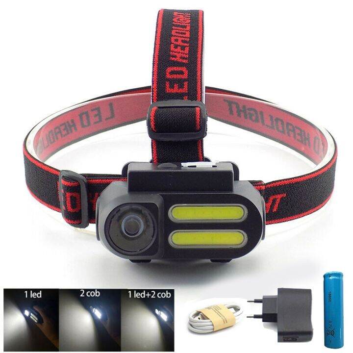 powerful 3 Led USB Headlamp headlight 18650 frontal mini head Lamp ...