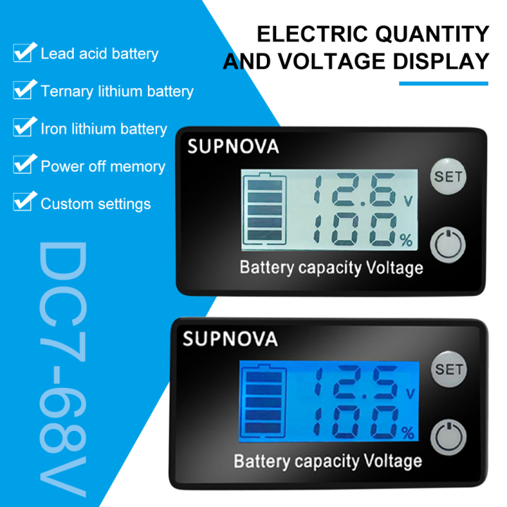Battery Capacity Indicator DC 7-68V Lead Acid Lithium Battery Capacity ...
