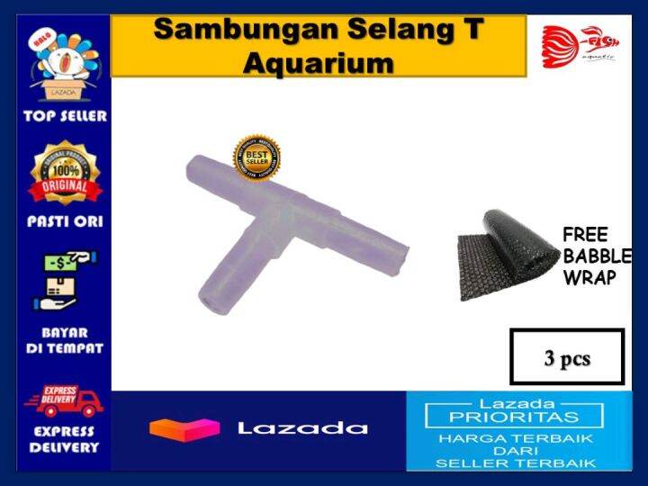 Sambungan Selang T isi 3 pcs Aerator Aquarium - Hidroponik Bentuk T ...
