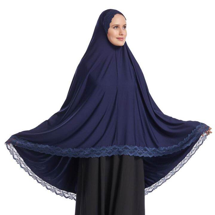 Muslim Islamic Ramadan Woman Long Khimar Hijab Solid Soft Prayer Hijab ...