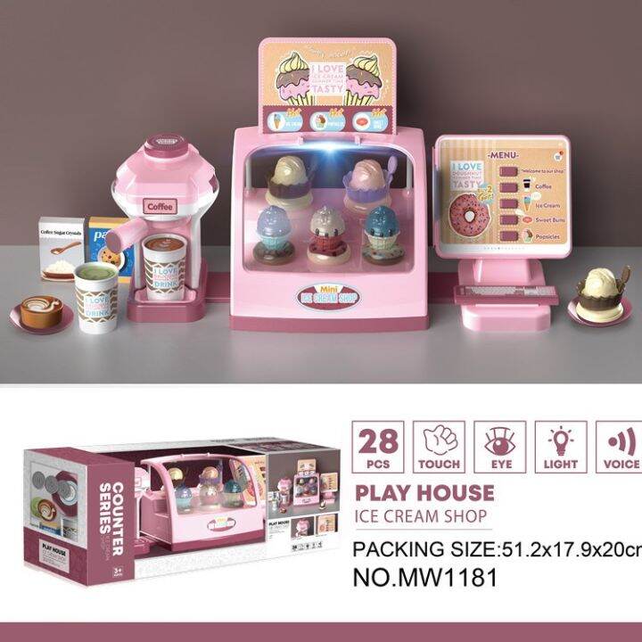 Mini Ice Cream Shop Cash Register Playset - Counter Series Toy for Kids ...
