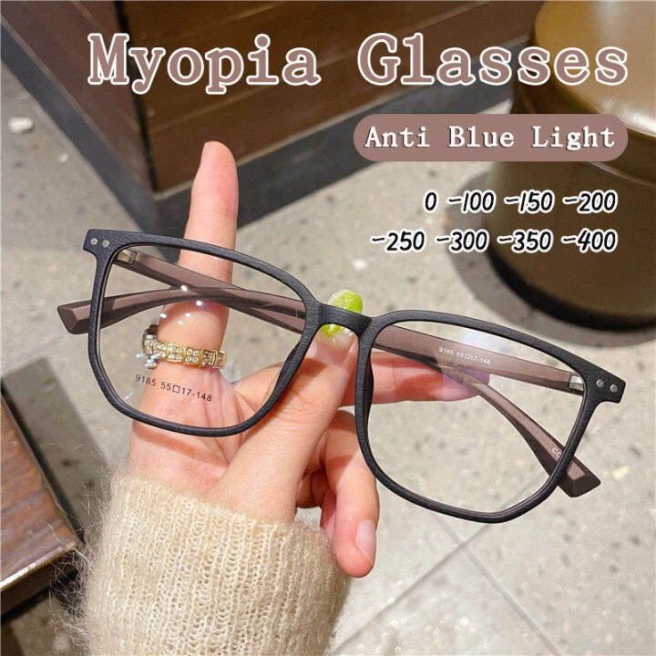 400 to 0 】Anti-Blue Light Myopia Glasses Men Women Wood Grain Fashion ...