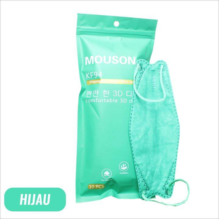 Masker Warna KF94 Mouson Disposable Mask Non Medical 3D Design Isi 10 ...