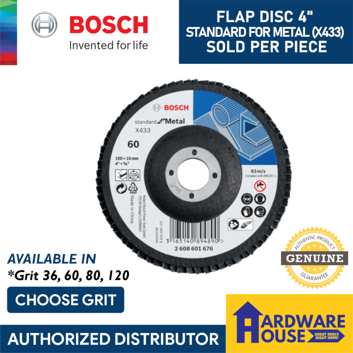 ORIGINAL BOSCH Flap Disc 4" X433 For Metal Choose Grit 36 60 80 120 ...