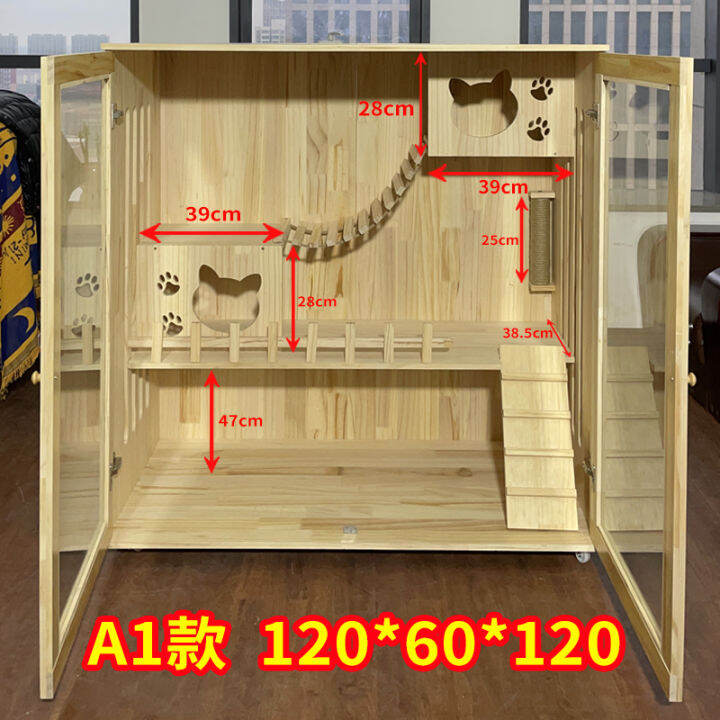 Solid Wood Cat Villa Cat Cage Oversized Cat House Luxury Cat Cabinet