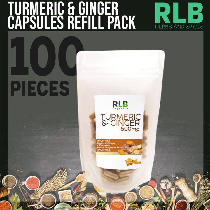 Organic Pure Turmeric and Ginger Capsules Refill Pack (100, 60, 30 ...
