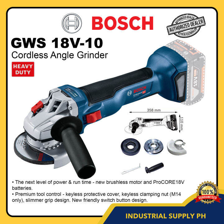 BOSCH GWS 18V-10 Bruhsless Cordless Angle Grinder (Solo Tool) [ISPH ...