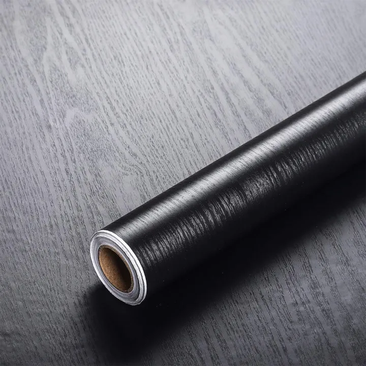 1M/3M Black Wood Grain Self Adhesive Wallpaper Mural Waterproof PVC ...