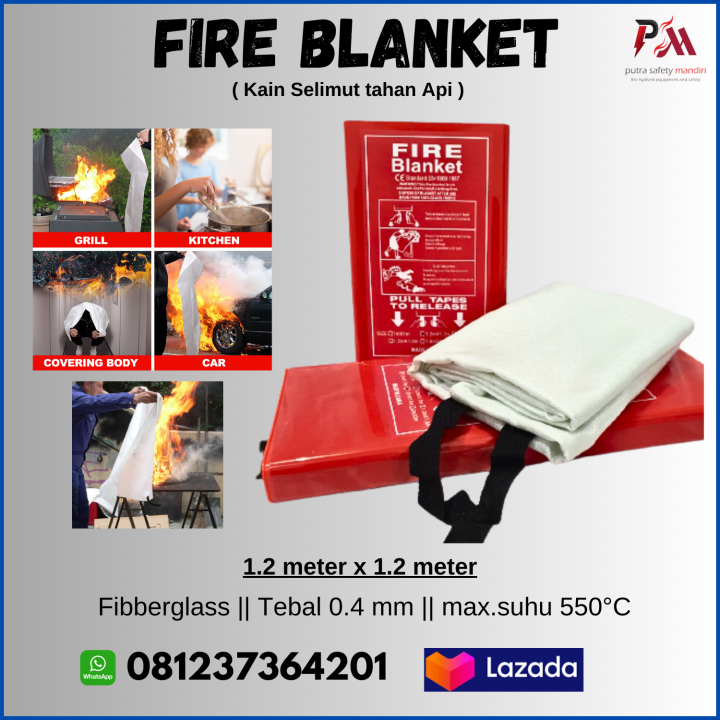 SAFETY FIRE BLANKET KAIN PEMADAM FIBERGLASS FLAME COVER TAHAN API ...