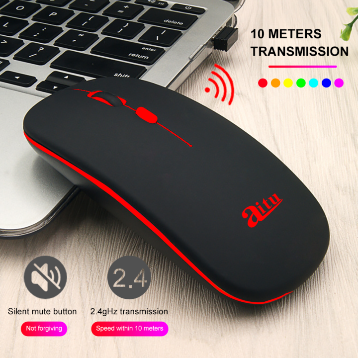 2.4G Wireless Mouse Rechargeable Charging Mouse Ultra-Thin Silent ...