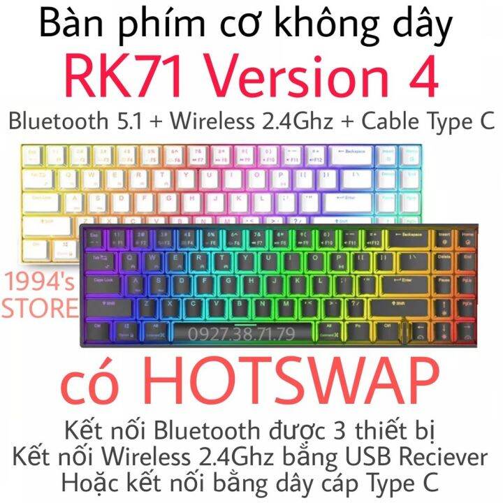 卐℗ Bộ Kit Bàn Phím Cơ RK71 Pro Gaming Version 4.0 - HOTSWAP - Bluetooth ...