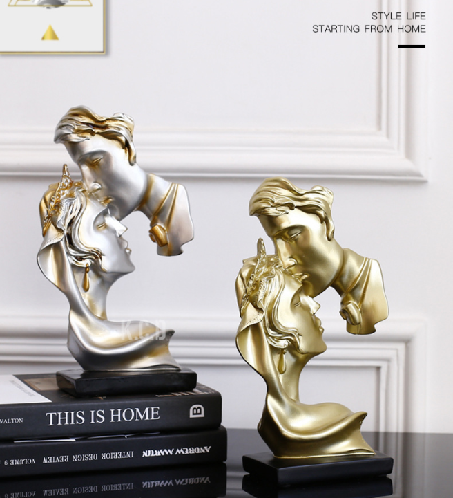 Resin Abstract A Kiss Of The Love Statue Creative Couple Sculptures