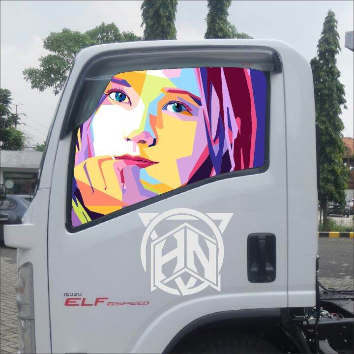 STIKER TRUK ONE WAY KACA TRUK ELF GIGA HANA DECAL STORE KODE 07 ...