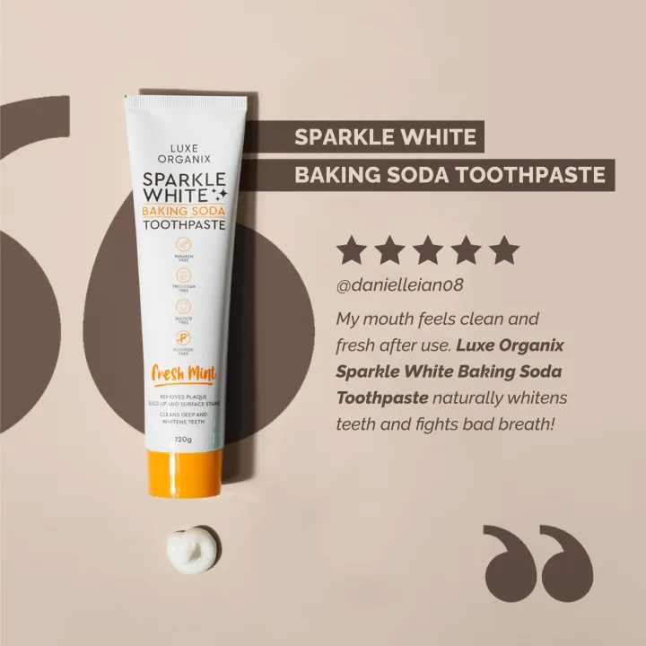 Luxe Organix BAKING SODA toothpaste SPARKLE WHITE flouride free 120 ...