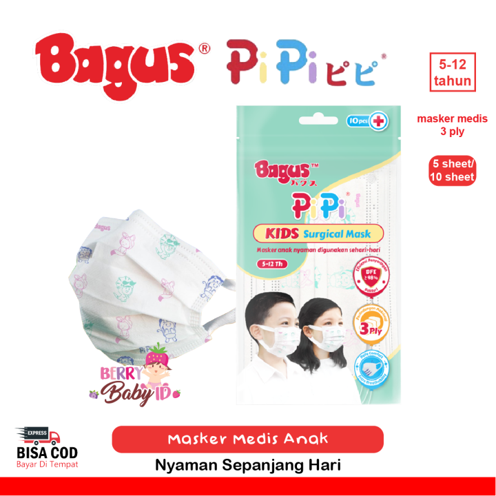 Bagus Pipi Kids Surgical Mask 3 Ply Earloop Masker Medis Anak 10 Sheet ...