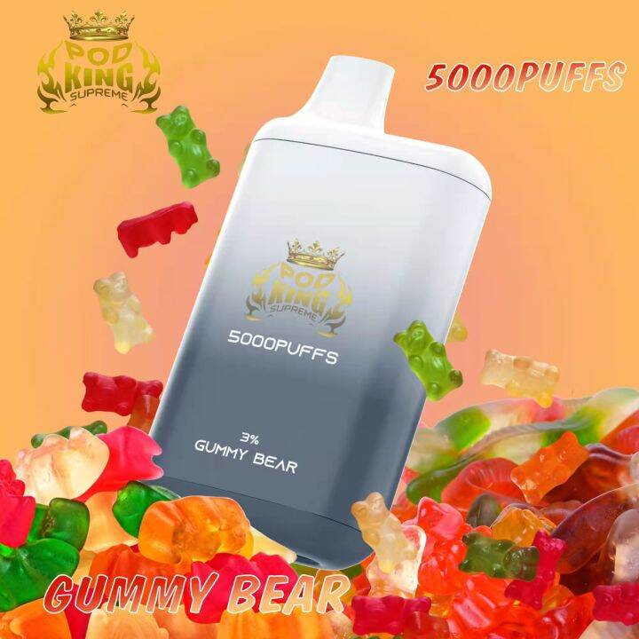 POD KING SUPREME Rechargeable Disposable PUFF PLUS (GUMMY BEAR) 5000 ...