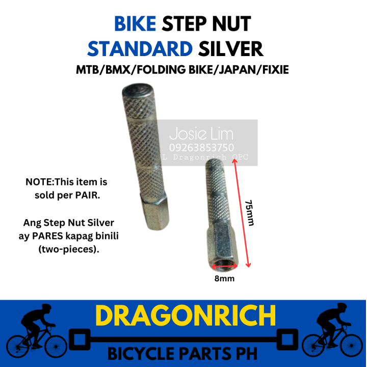 2pcs Bike Step Nut Silver PAIR Axle Peg Front/Rear Axle Pedal Foot Rest ...