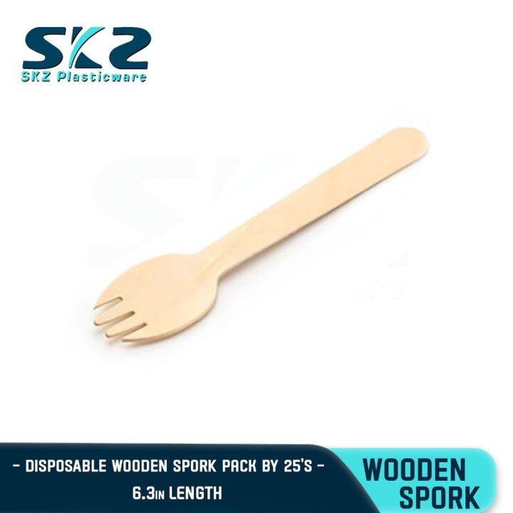 SKZ DISPOSABLE WOODEN SPORK 25-50PCS/PACK | Lazada PH