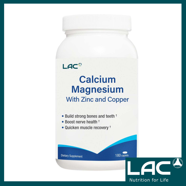 LAC Calcium Magnesium with Zinc and Copper 180 Caplets (best by: March ...
