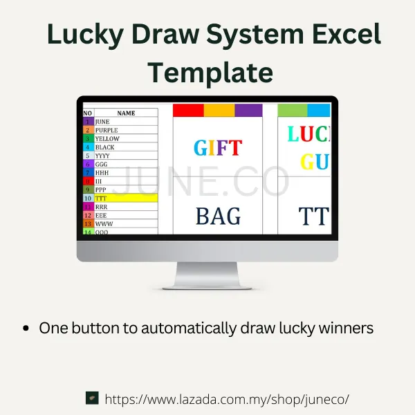 LUCKY DRAW SYSTEM EXCEL TEMPLATE EXCEL SISTEM CABUTAN BERTUAH | Lazada