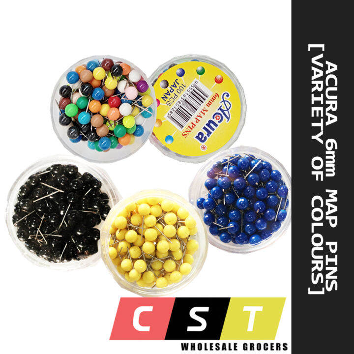 Acura 6mm Map Pins 6mm [Varity of Colours] | Lazada