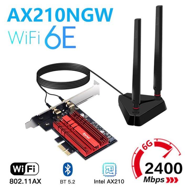Wi-Fi 6E Intel AX210 Tir Band 2.4G/5G/6Ghz 5374M Wi-Fi Card BT 5.2 AX200 Pcie Wireless Wifi ...