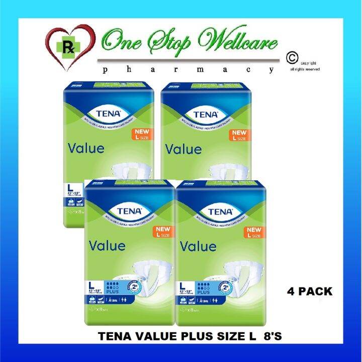 TENA VALUE PLUS ADULT DIAPERS (L) 9'S ( 4 PACKET ) | Lazada