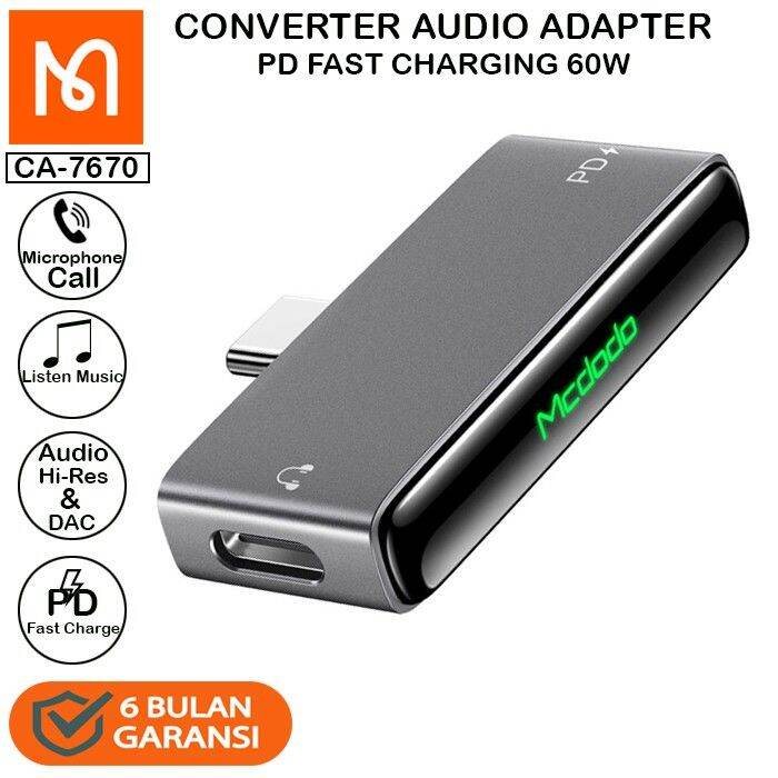 MCDODO Audio Adapter Type C To Dual Type C Converter Type C Adapter USB C To Dual USB C CA-7670 ...