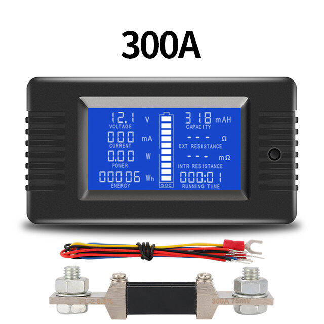 DC 0-200V 300A Voltmeter Ammeter Car Battery Tester Capacity resistance ...