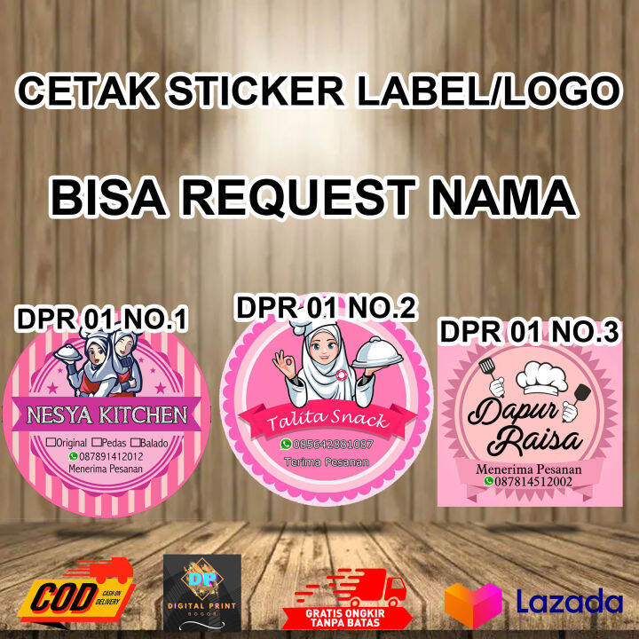 (DPR 01) CETAK STIKER LABEL CUSTOM NAMA SENDIRI - STICKER CHROMO ...