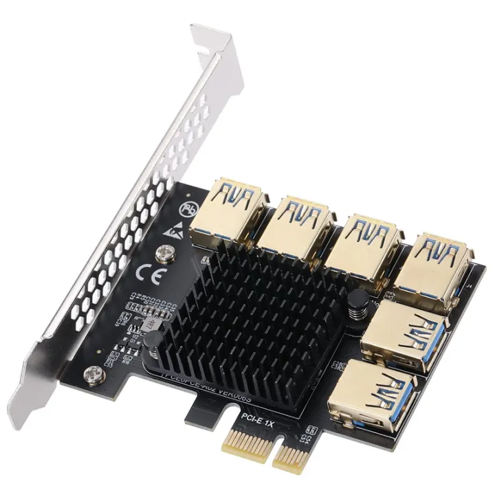 PCIe 1 to 6 PCI Express 16X Riser Card USB 3.0 Adapter Converter PCIE ...