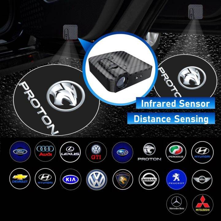 NEW 2PCS Wireless Infrared Distance Sensor Carbon Car Door Welcome ...
