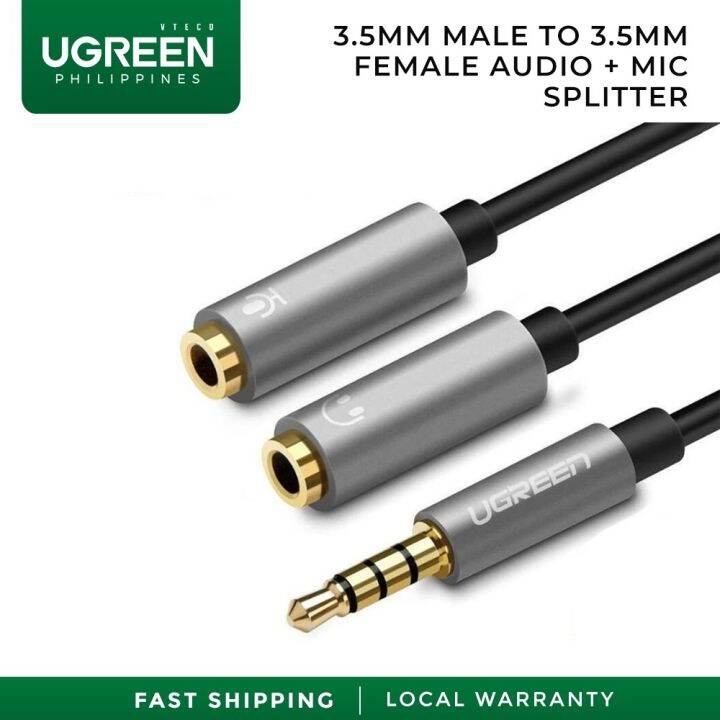 UGREEN 3.5mm Male to 3.5mm Female Audio AUX + Mic Splitter for Earphone ...