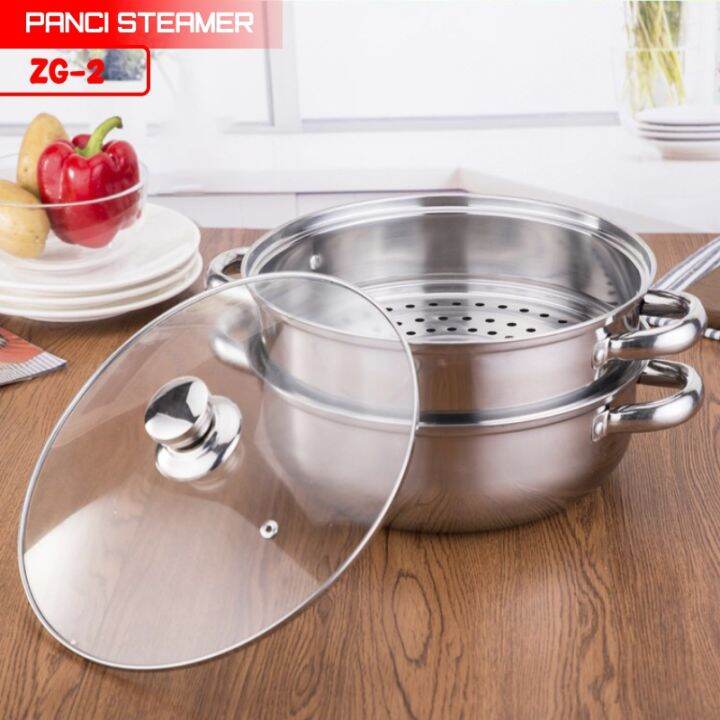 Panci Steamer Stainless 2 Tingkat / Kukusan Stainless Steel Diameter ...