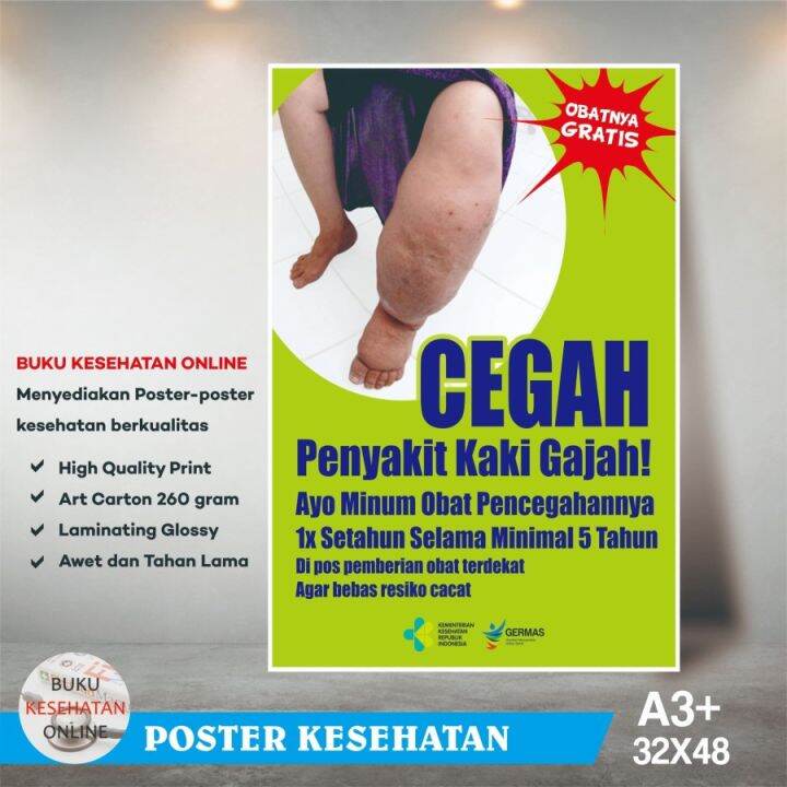 Poster Kesehatan POSTER CEGAH KAKI GAJAH - LAMINATING GLOSSY | Lazada ...