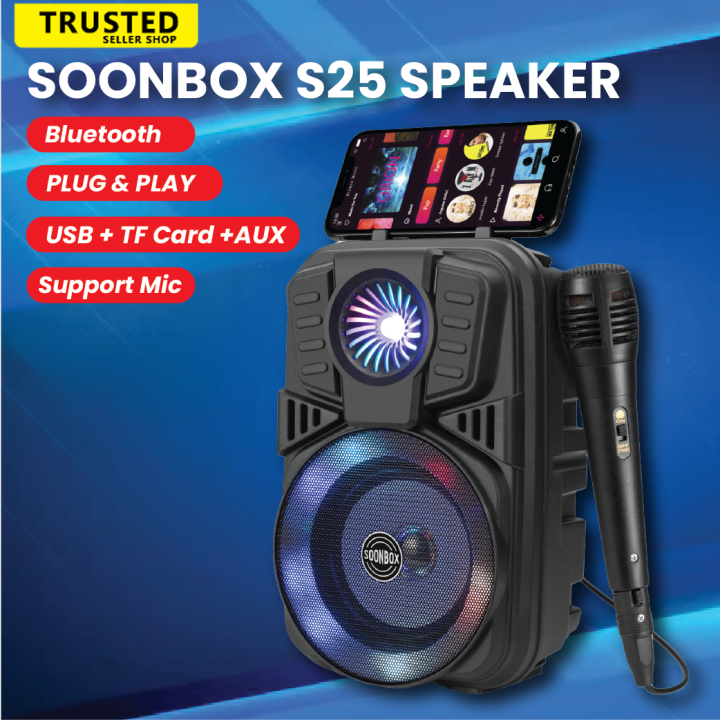 SOONBOX S25 Karaoke Wireless Bluetooth 4 Inch Portable Speaker with Mic Function, Radio, SD card ...