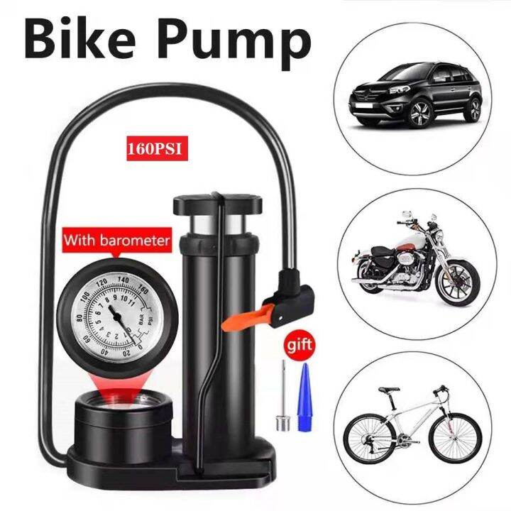 Bike Air Pump with Gauge 160PSI Pump for Bike/Motorcycle/MTB/Car Mini ...