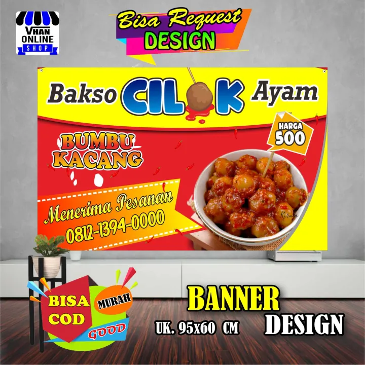 Spanduk Banner Jualan Cilok, Dagang Cilok, Model Nyamping, Bagus Murah ...
