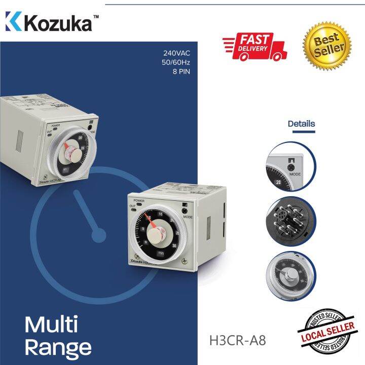 KOZUKA MULTI RANGE TIMER 8 PIN 100-240VAC / DC12V-DC48V H3CR-A8 | Lazada