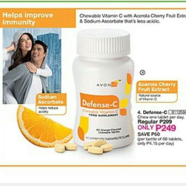 Avon Defense-C (Chewable Vitamin C (60 Orange-Flavored Chewable Tablets ...