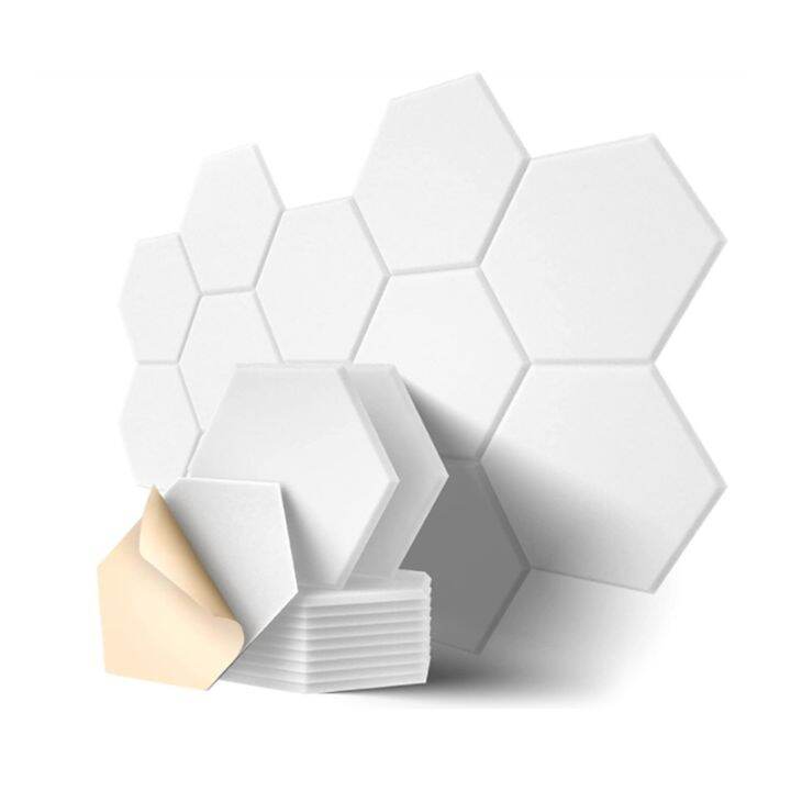 12 Pack Hexagon Acoustic Panels Beveled Edge Sound Proof Foam Panels ...