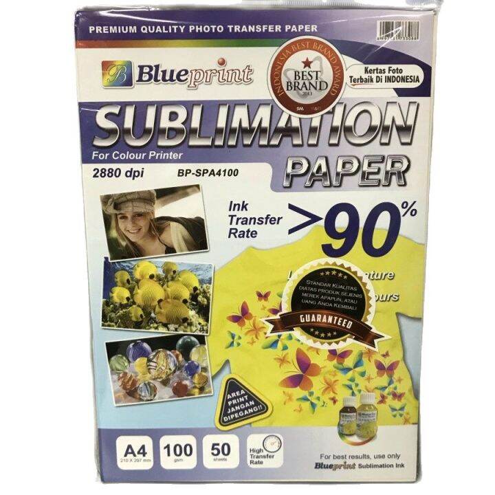 Kertas Sublim Transfer Sublimation Paper BluePrint A4 100Gsm 50Sheets | Lazada Indonesia