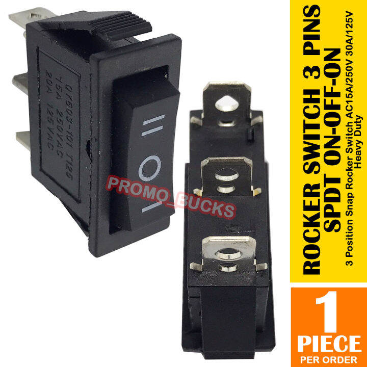 Rocker Switch 3 Pins 3 Position Snap ON-OFF-ON AC15A/250V 30A/125V ...