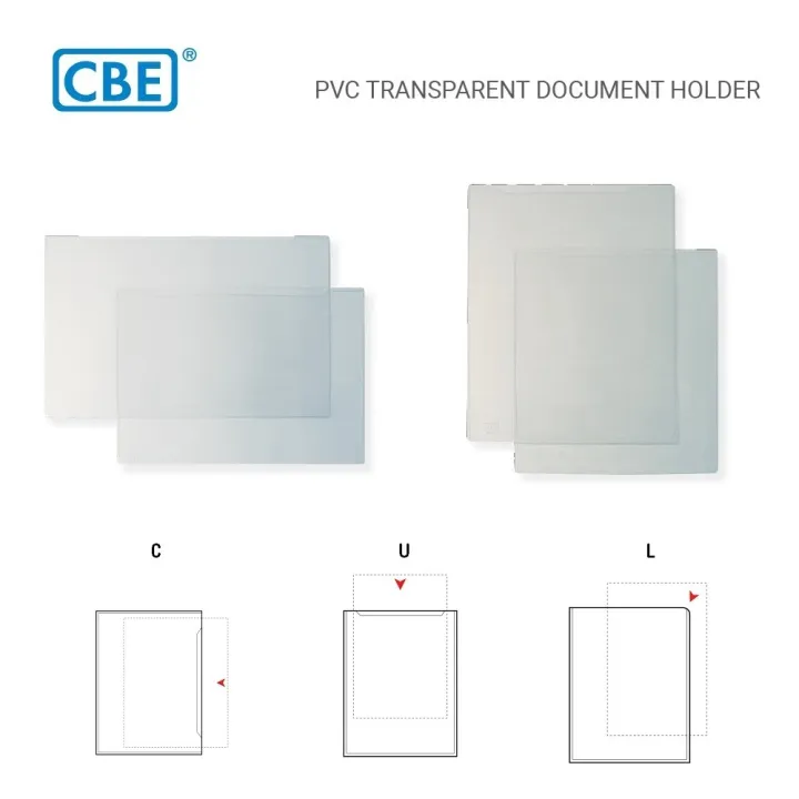 CBE Transparent PVC Clear Holder File - U / L / C Shape - A4 / F4 | Lazada