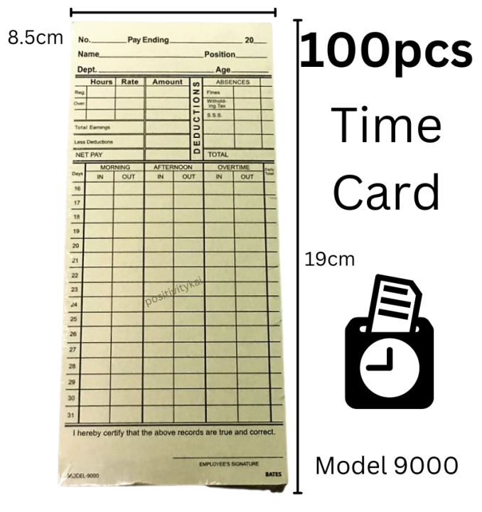100 pcs Time Card / Timecard/ Bundy Clock / Model 9000 | Lazada PH