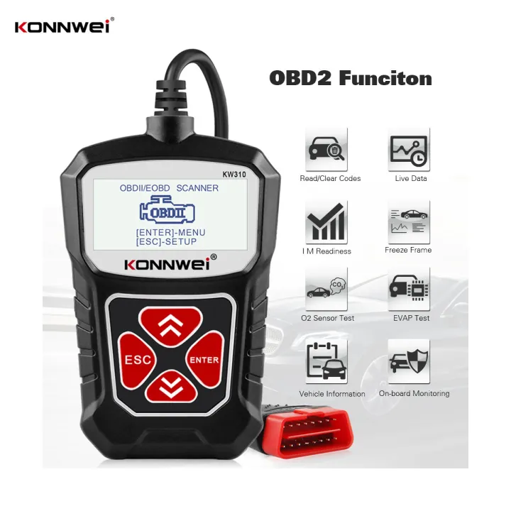 【COD】KONNWEI KW310 OBD2 Scanner Engine Check Code Reader Eraser Car ...